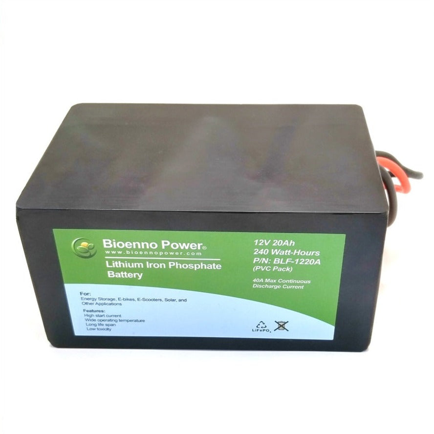 12V 20Ah LiFePO4 Battery – High Output PVC Pack | BLF-1220A | Bioenno Power
